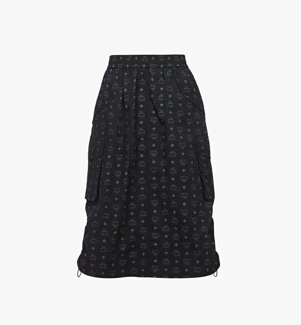 Mcm Monogram Midi Skirt In Econyl - Black