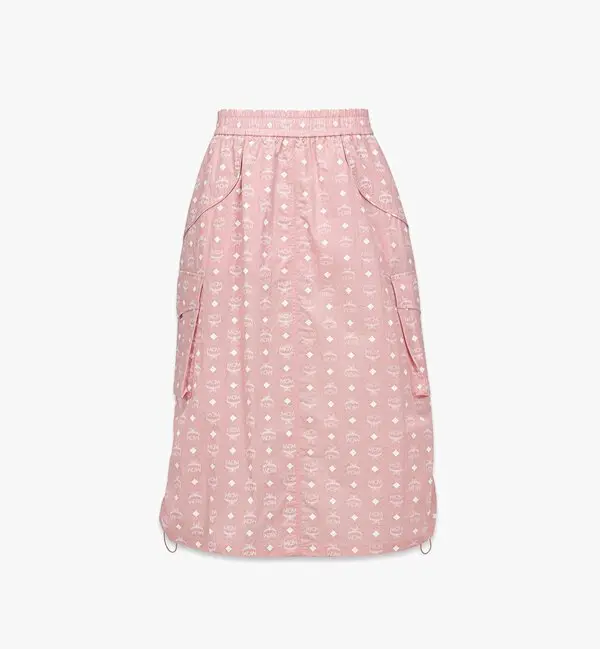 Mcm Monogram Midi Skirt In Econyl - Soft Pink