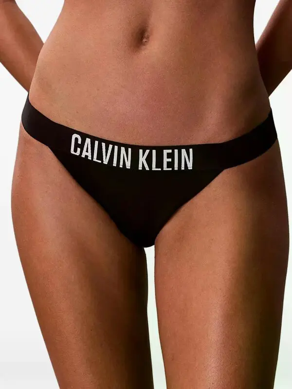 Calvin Klein Logo Waistband Bikini Bottoms - Black