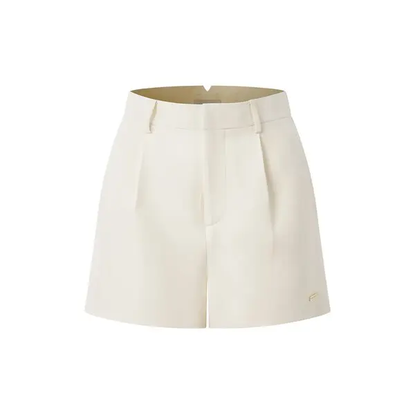 EMMA WALLACE Nette Silk Wool Blend Pleated High-waisted Shorts - White