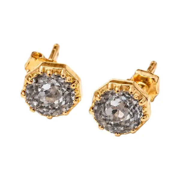 NATIVE GEM Foundry Studs Georgian Collet Stud Earrings- Alexandrite - Grey