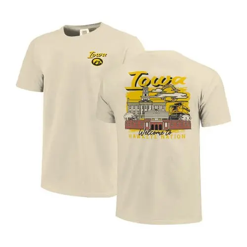 IMAGE ONE Iowa Hawkeyes Comfort Colors Hand-drawn Campus Stack T-shirt
