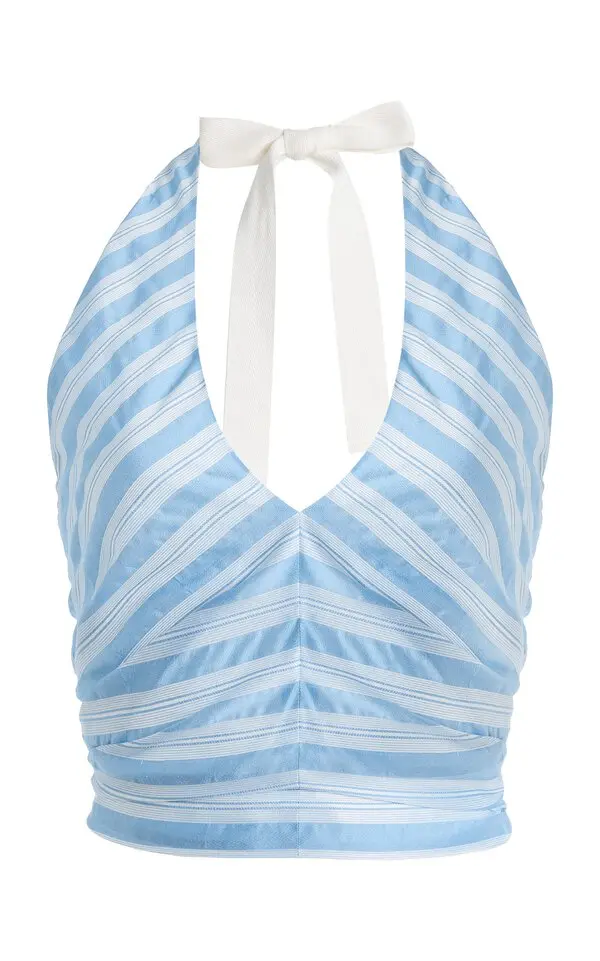 Simkhai Caprie Yarn-dyed Jersey Halter Top - Blue