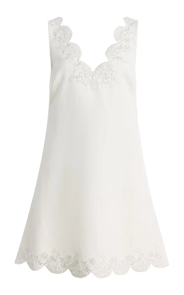 Simkhai Edena Embroidered Linen-blend Mini Dress