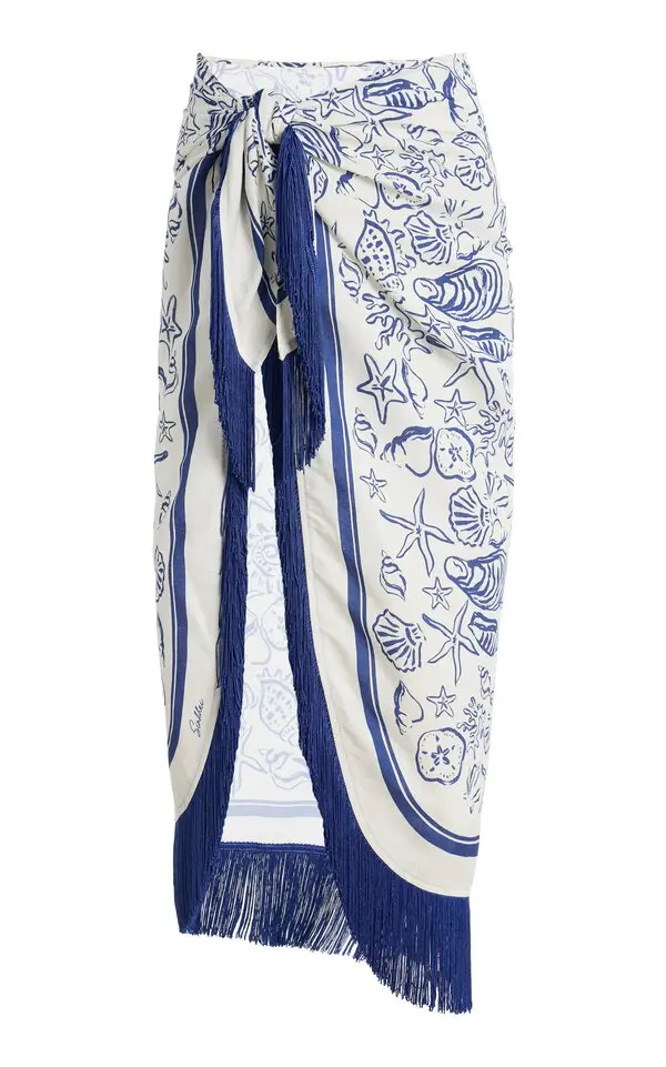Simkhai Russo Fringed Pareo Linen-blend Maxi Skirt - Blue