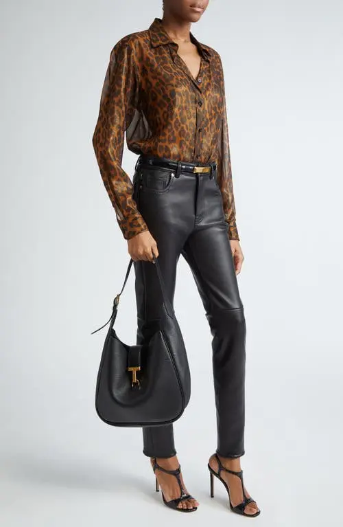 TOM FORD Medium Monarch Leather Hobo Bag