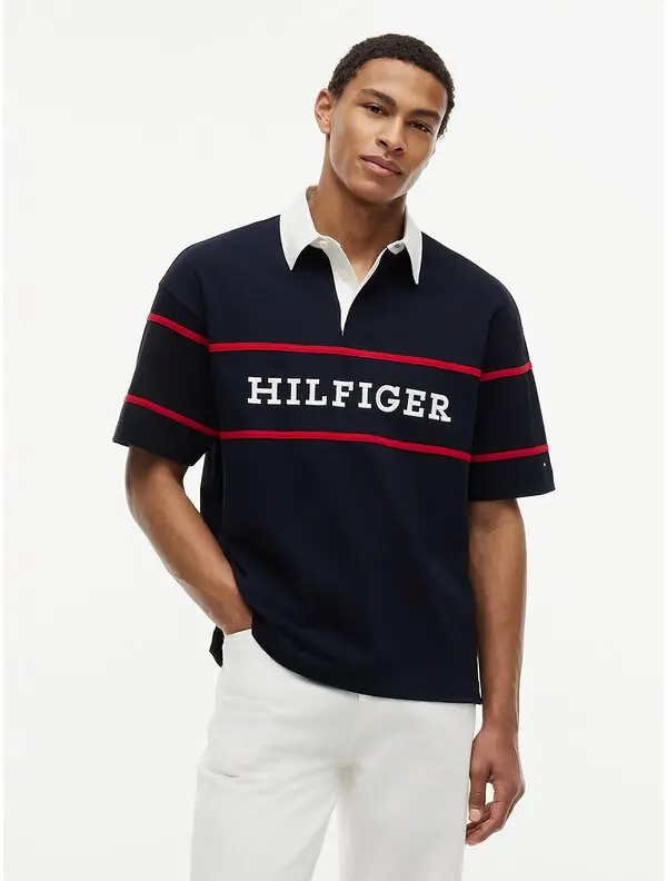 Tommy Hilfiger Relaxed Fit Hilfiger Logo Rugby Polo