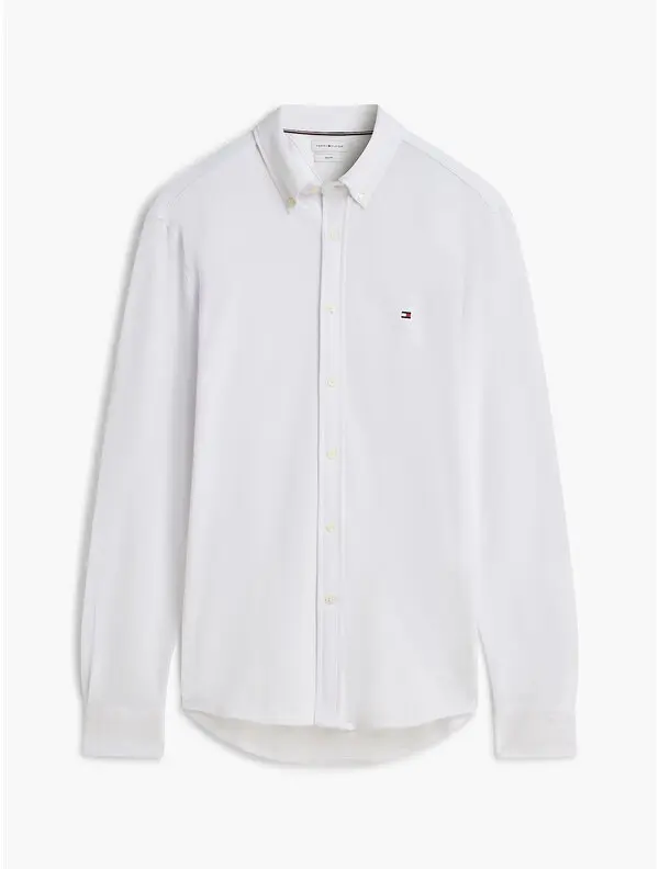 Tommy Hilfiger Slim Fit Lightweight Pique Knit Shirt - White
