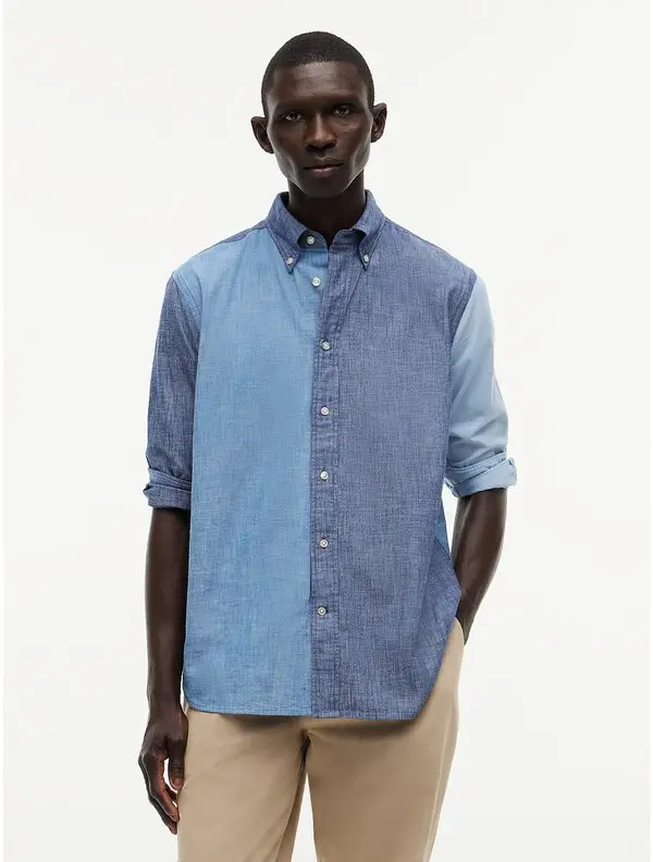 Tommy Hilfiger Classic Fit Colorblock Chambray Shirt