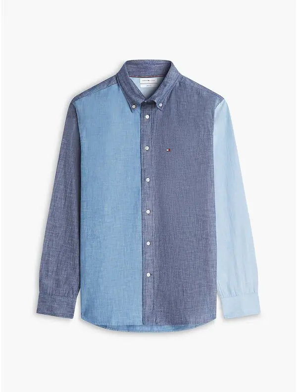 Tommy Hilfiger Classic Fit Colorblock Chambray Shirt