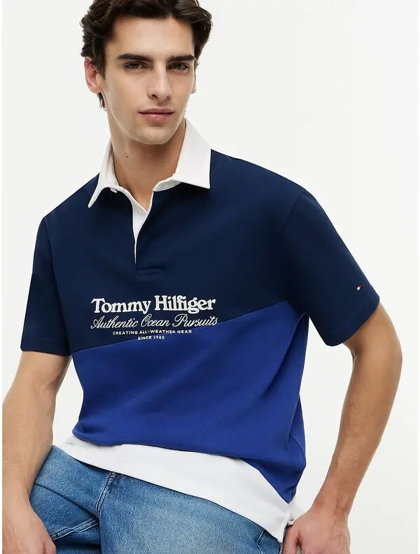 Tommy Hilfiger Nautical Colorblock Jersey Rugby Polo