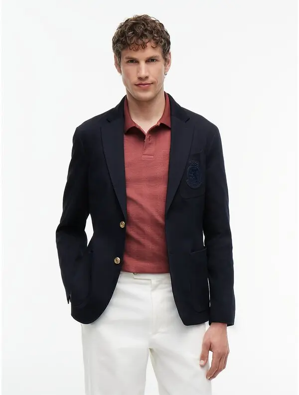 Tommy Hilfiger Crest Logo Stretch-cotton Club Blazer - Navy
