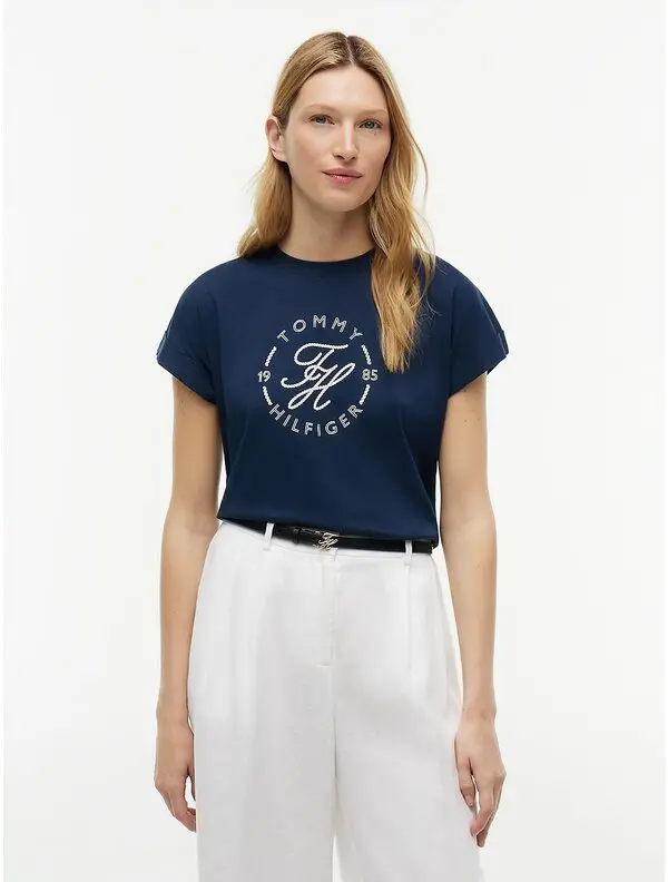 Tommy Hilfiger Nautical Script Monogram Cuffed T-shirt