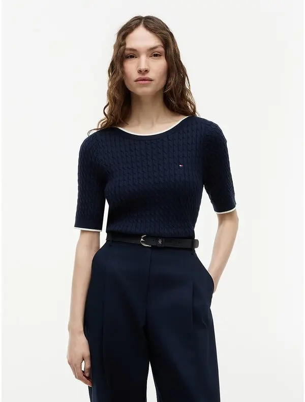 Tommy Hilfiger Cable Knit Boatneck Sweater