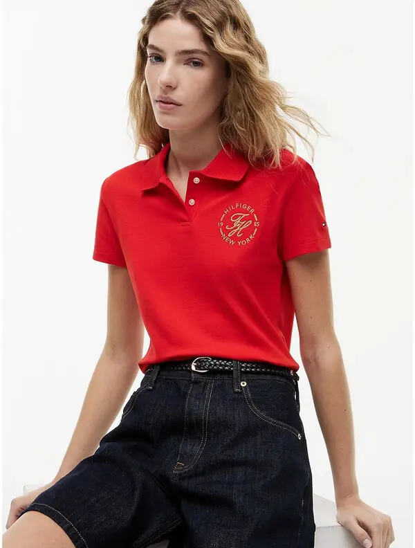 Tommy Hilfiger Slim Fit Metallic Script Monogram Polo
