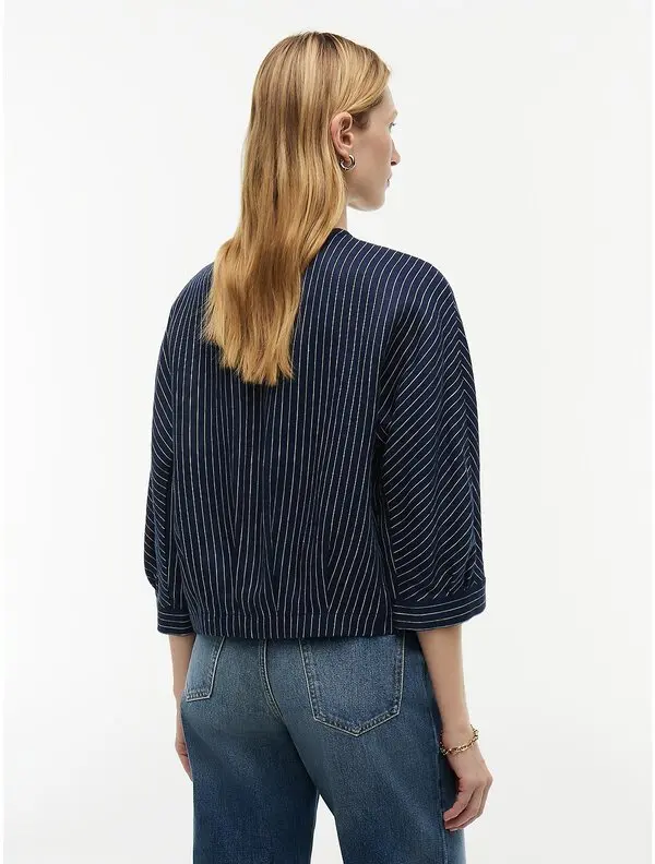 Tommy Hilfiger Striped Linen-blend Blouse With Gold-tone Buttons