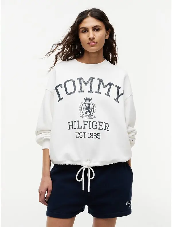 Tommy Hilfiger Drawcord Varsity Crest Logo Sweatshirt