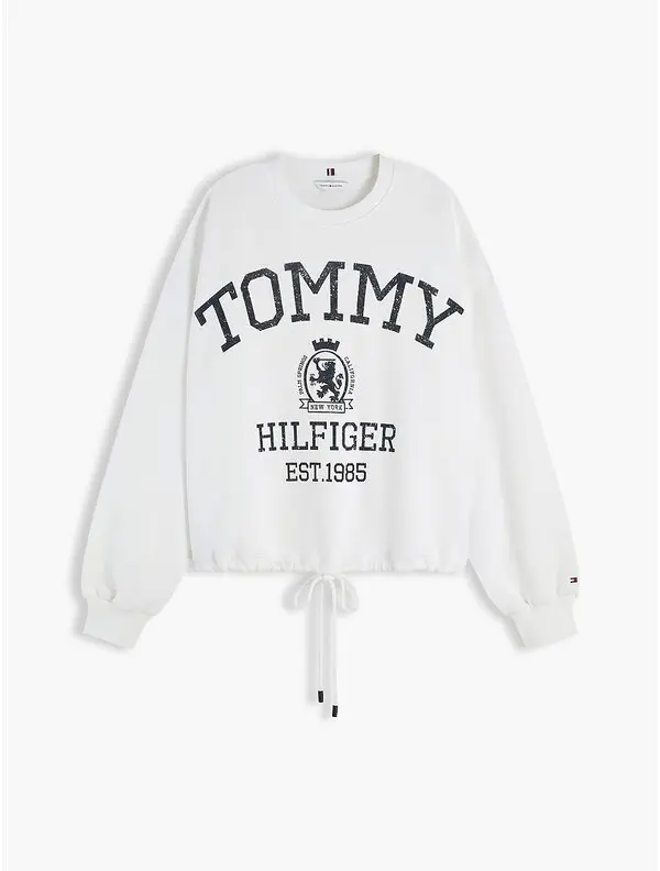 Tommy Hilfiger Drawcord Varsity Crest Logo Sweatshirt
