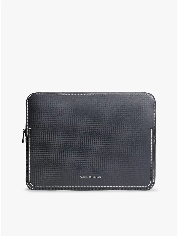 Tommy Hilfiger Allover Flag Logo Laptop Pouch - Space Blue
