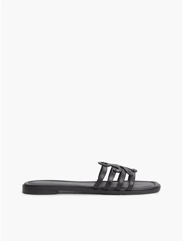 Tommy Hilfiger Script Monogram Leather Slide Sandal
