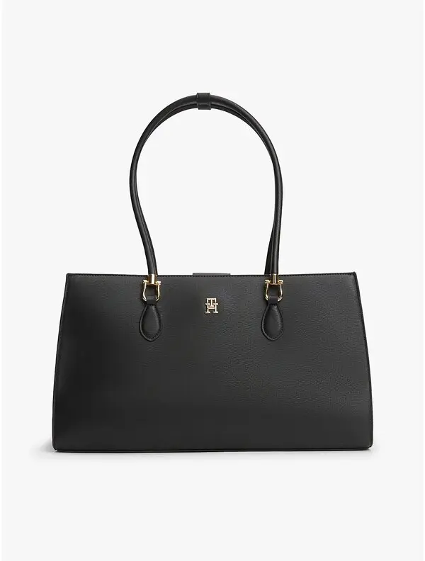 Tommy Hilfiger Monogram Satchel Bag - Black