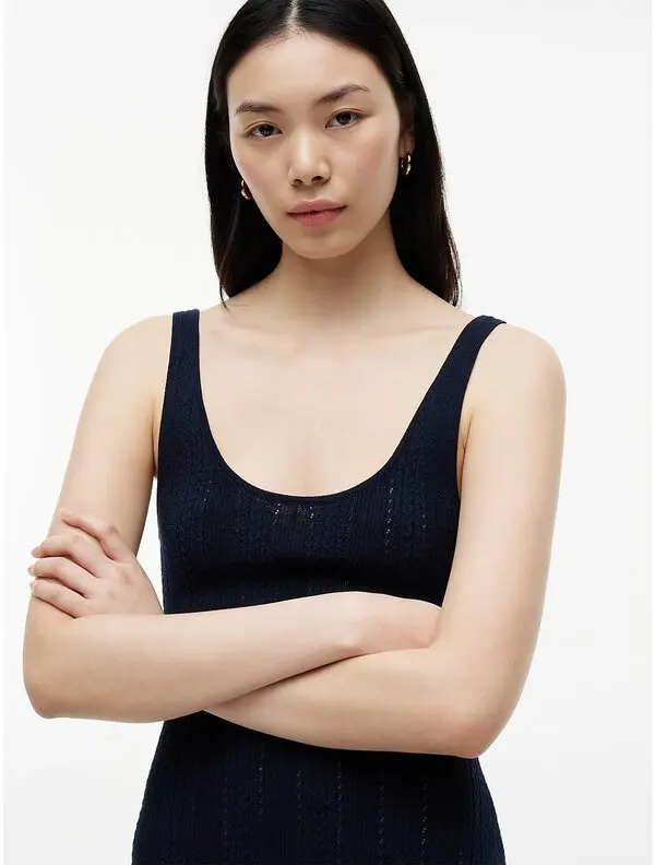 Tommy Hilfiger Cable Knit Pointelle Midi Tank Dress