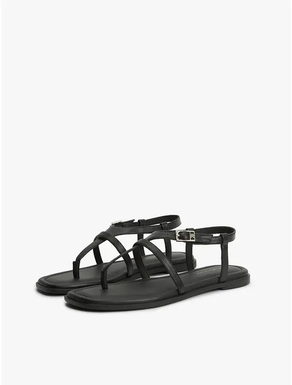 Tommy Hilfiger Buckled Leather Sandal - Black