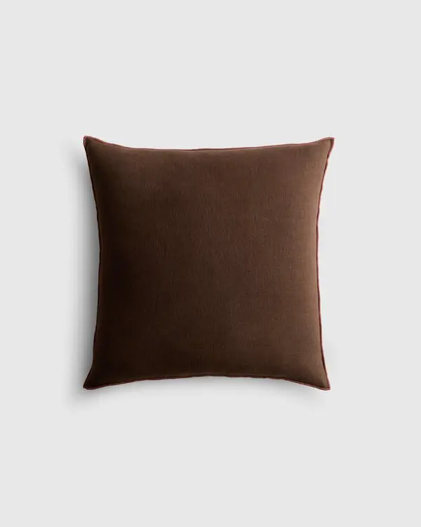 Quince Contrast European Linen Pillow Cover - Chocolate/wine