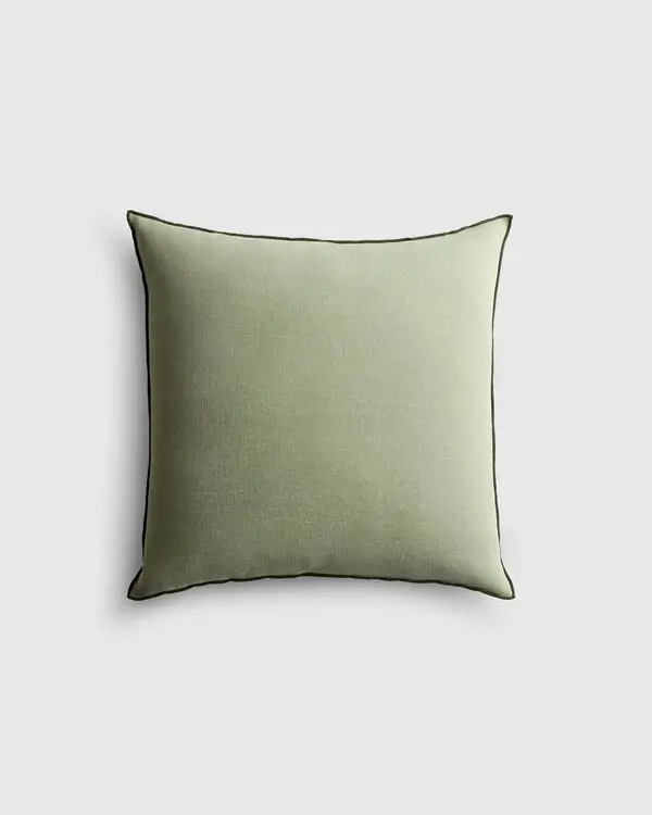 Quince Contrast European Linen Pillow Cover - Sage/pine