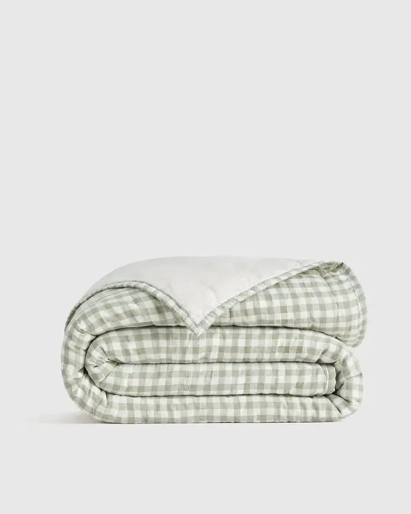 Quince European Linen Patterned Quilt - Willowleaf Gingham