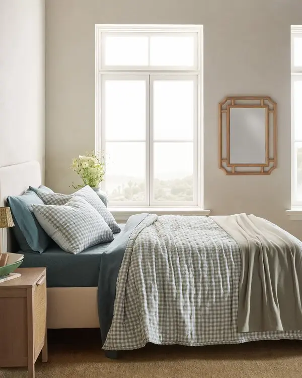 Quince European Linen Patterned Quilt - Willowleaf Gingham