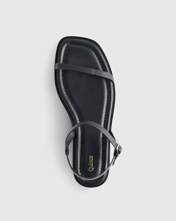 Quince Italian Leather Ankle Strap Flat Sandal