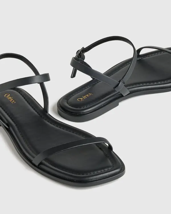 Quince Italian Leather Ankle Strap Flat Sandal