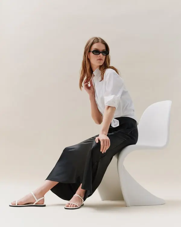Quince Italian Leather Ankle Strap Flat Sandal
