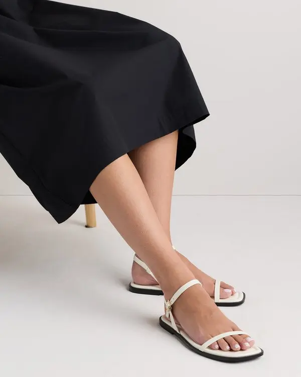 Quince Italian Leather Ankle Strap Flat Sandal