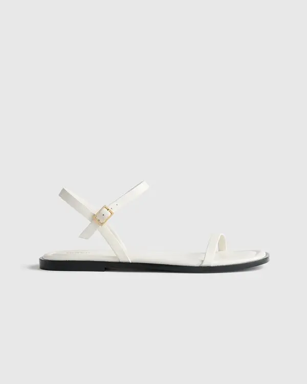 Quince Italian Leather Flat Sandals - Bone