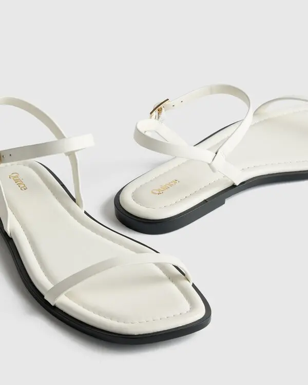 Quince Italian Leather Flat Sandals - Bone