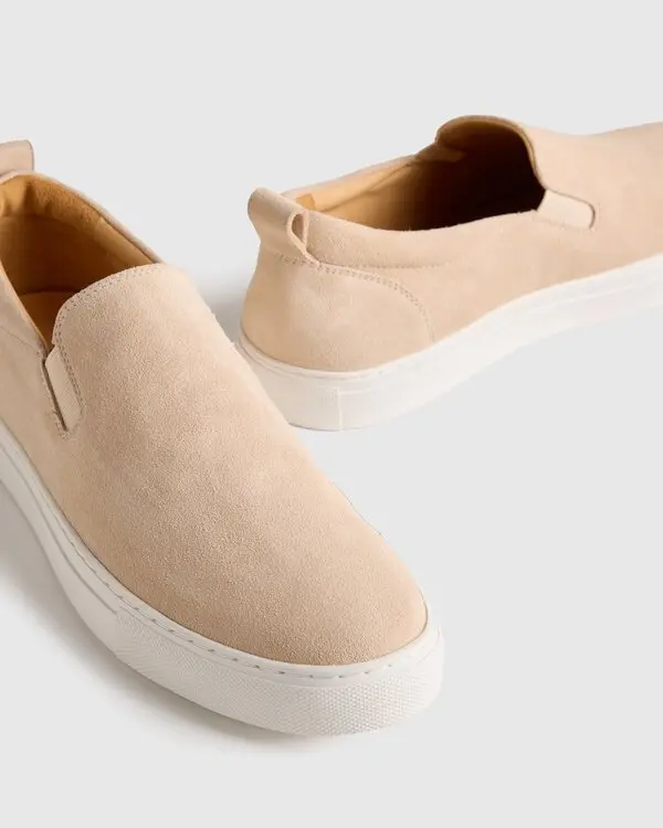 Quince Italian Calfskin Suede Slip-on Sneakers