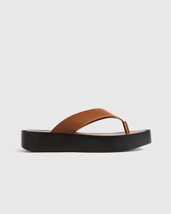Quince Italian Leather Thong Platform Sandal