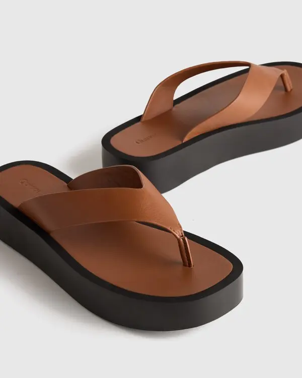 Quince Italian Leather Thong Platform Sandal