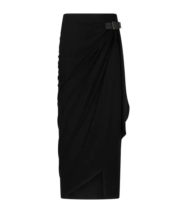 TOM FORD Crepe Jersey Midi Wrap Skirt - Black