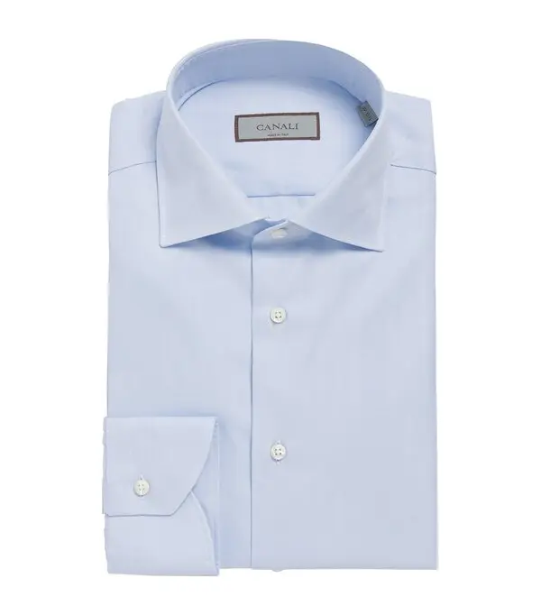 Canali Cotton Herringbone Shirt - Blue
