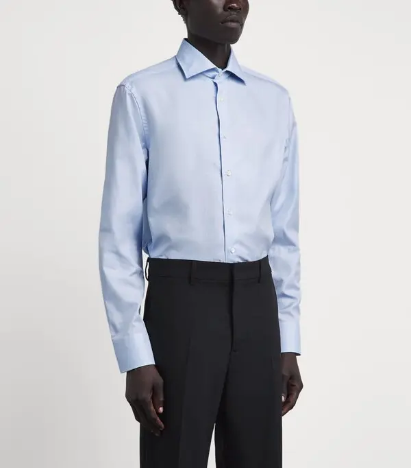 Canali Cotton Herringbone Shirt - Blue