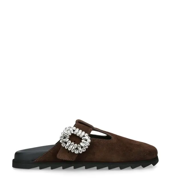 ROGER VIVIER Suede Slidy Viv' Mules