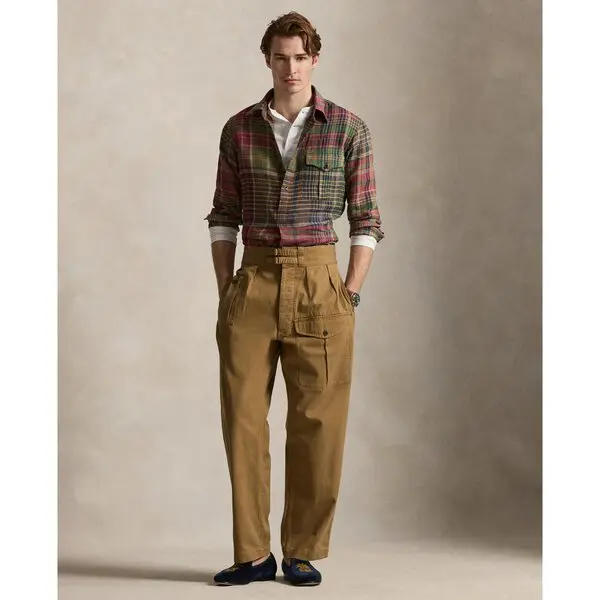 Ralph Lauren Classic Fit Plaid Linen Popover Shirt
