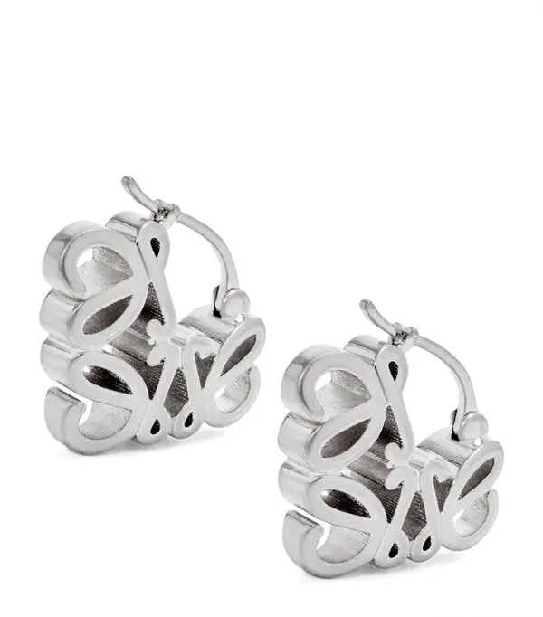 Loewe Sterling Bombé Anagram Hoop Earrings - Silver