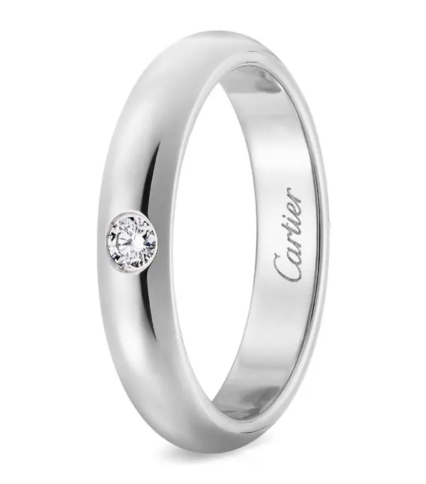 Cartier 1895 Platinum And Diamond Band Ring - Silver