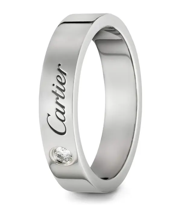 Cartier Platinum And Diamond Wedding Band - Silver