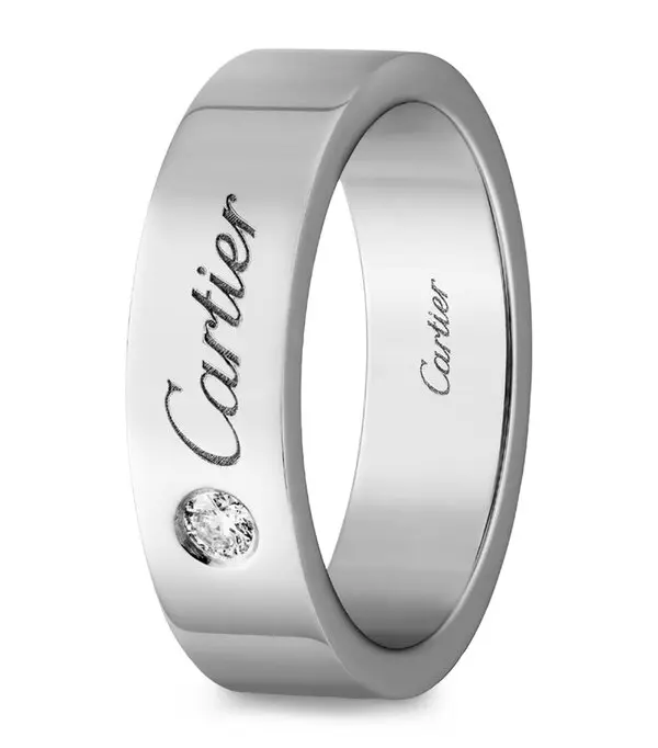 Cartier Platinum And Diamond Wedding Band - Silver