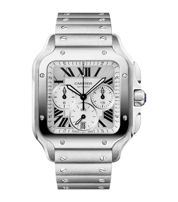Cartier Stainless Steel Santos De Chronograph Watch - Silver